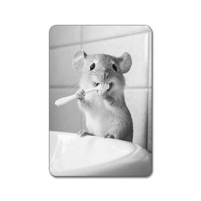 Mouse Brushing Teeth - Cute Funny Bathroom Animals - Magnet | eBay