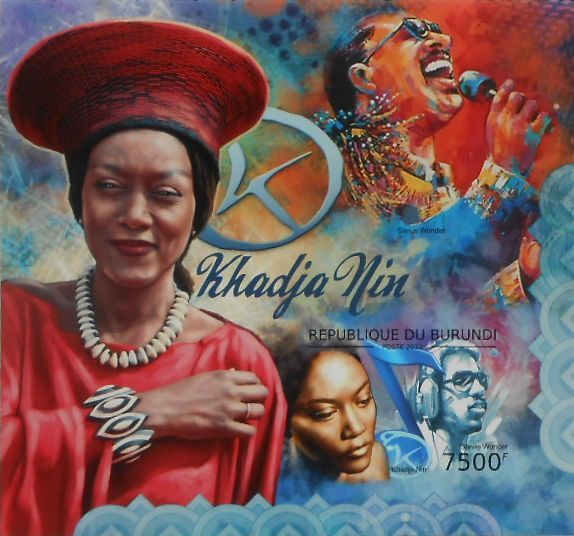 Khadja Nin singer music Burundi 2012 s/s Sc. 1180 MNH #BUR12513b IMPERF ...