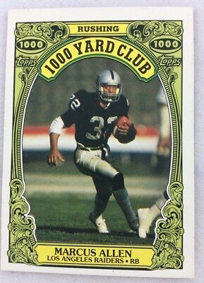 NFL 1986 Topps 1000 Yard Club Football Card #01, Marcus Allen, LA ...