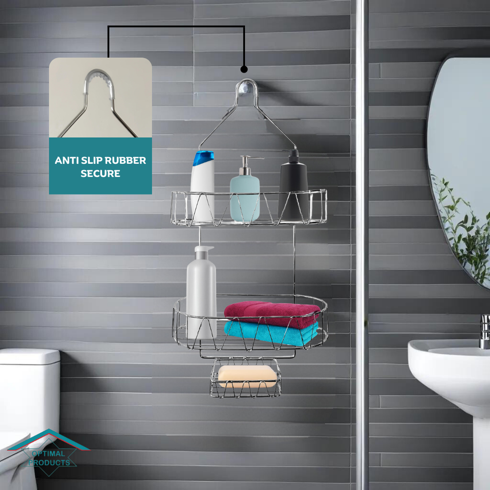 3 Tier Chrome Hanging Over Bathroom Shower Caddy Rack Storage Stand ...
