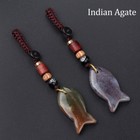 Hand Carved Polished Stone Rock Fish Keychain Key Ring Crystal Quartz ...