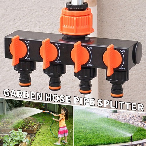 Garden Hose Pipe Splitter 4-Way Faucet Diverter Tap Hose Connector ...