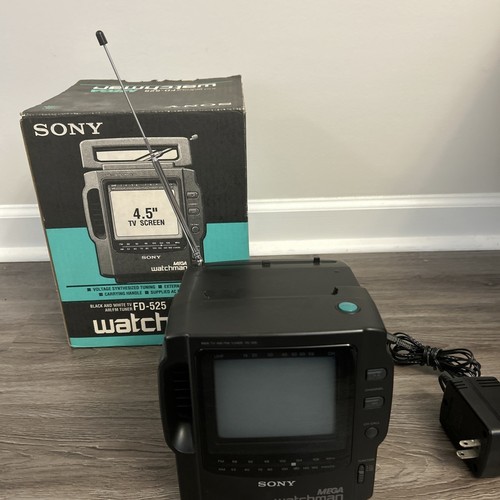 Vintage Sony Mega Watchman FD-525 Portable B&W TV AM/FM Radio Tuner ...
