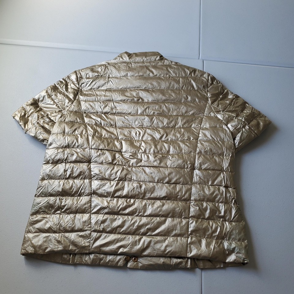 J McLaughlin Jacket Womens Small Metallic Gold Short Sleeve Down Puffer ...