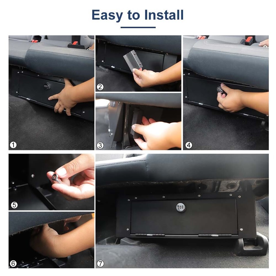 Under Seat Combination Lock Safe Box Case Security Organizer For Ford ...