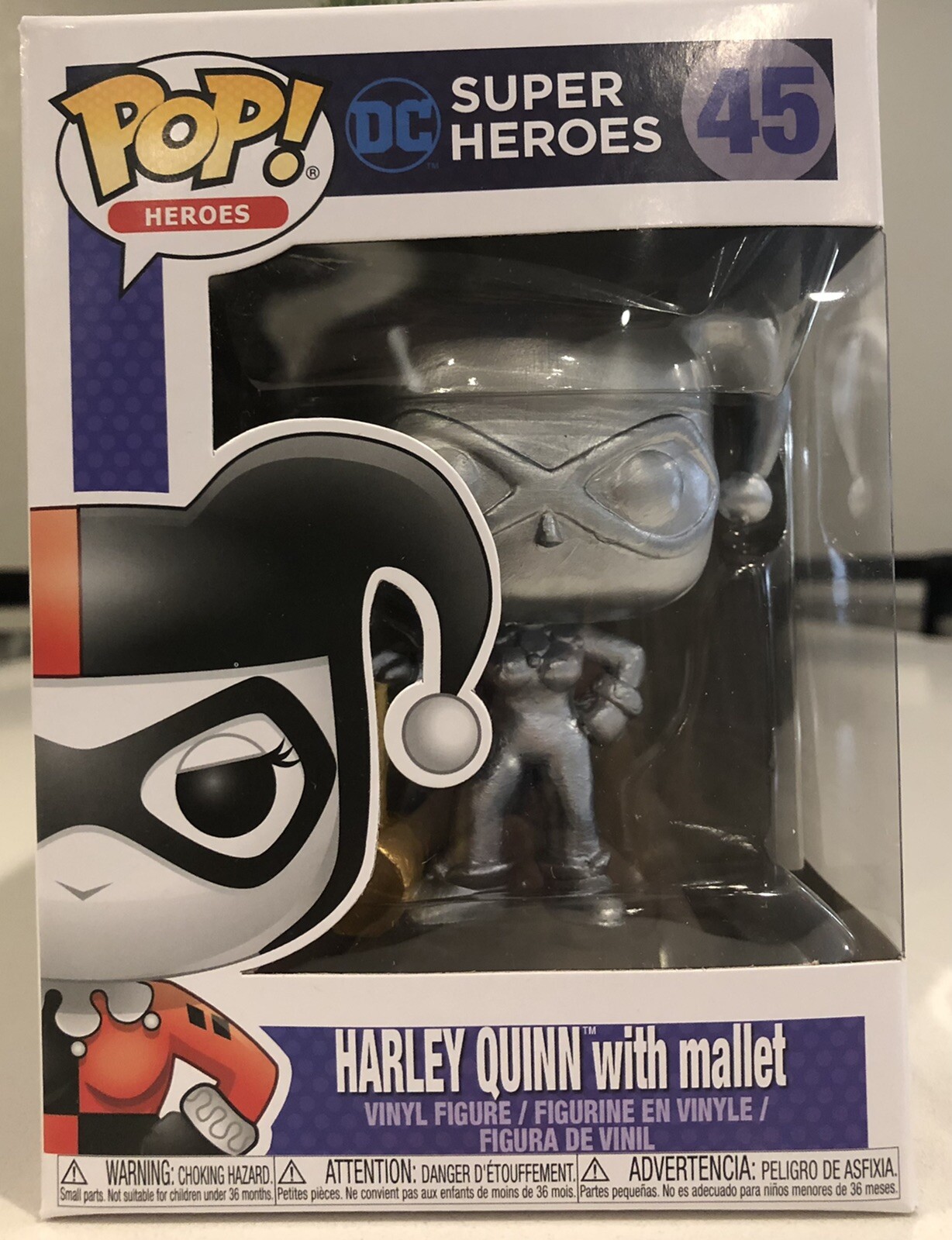 CUSTOM HAND PAINTED FUNKO POP DC HARLEY QUINN SILVER GOLD HAMMER MINT W ...