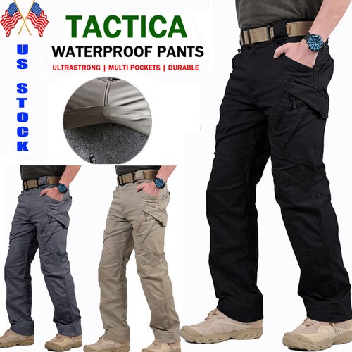 Tactical Mens Cargo Pants Waterproof Work Hiking Combat Outdoor ...