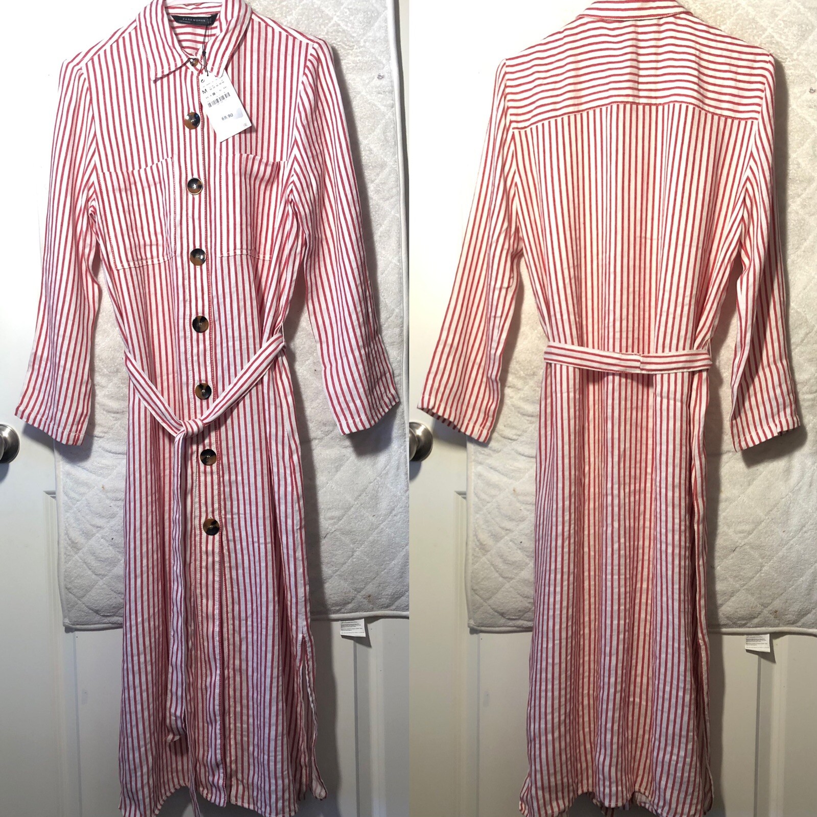 NWT ZARA LONG FLOWING STRIPED TUNIC DRESS WITH BUTTONS 7704/610 | eBay
