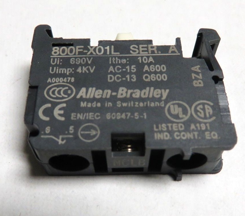 Allen Bradley 800F-X01L Series A Normally Closed Late Break Contact ...