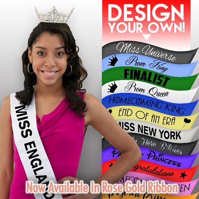 Personalised Pageant/Prom Sash Homecoming King Queen Miss England ...