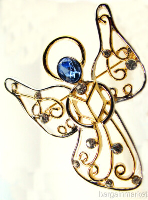 Filigree Two Tone Angel Topaz Crystal Brooch Pin | eBay