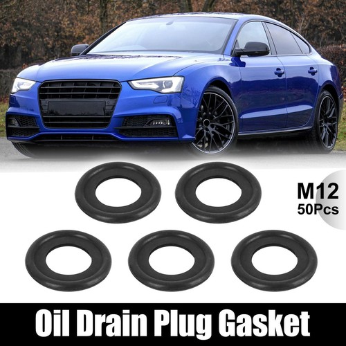 50pcs M12 Rubber Black Oil Drain Plug Gasket Washer Seal O-Gasket for ...