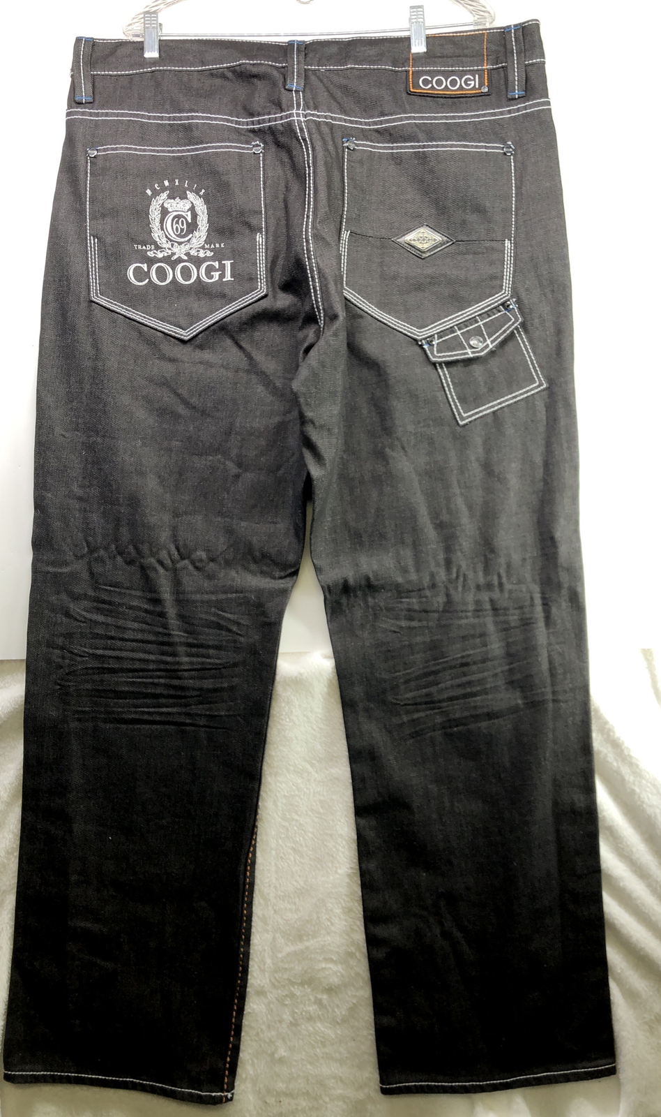 Coogi Jeans Raw Black White Crest Logo Deadstock Hip Hop Baggy Skater ...