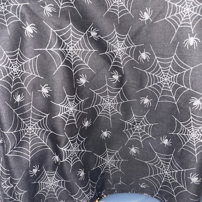 Gray Spiders & Webs on dark gray/ black Halloween Cotton Fabric 2yards ...