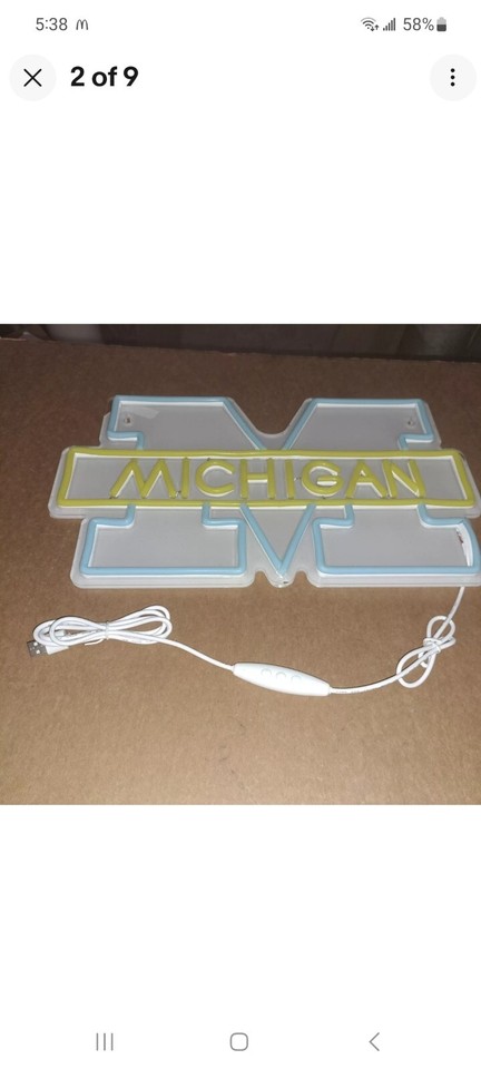 Dimmable Michigan LED Neon Sign USB Powered For Man Cave Club Bar Wall ...