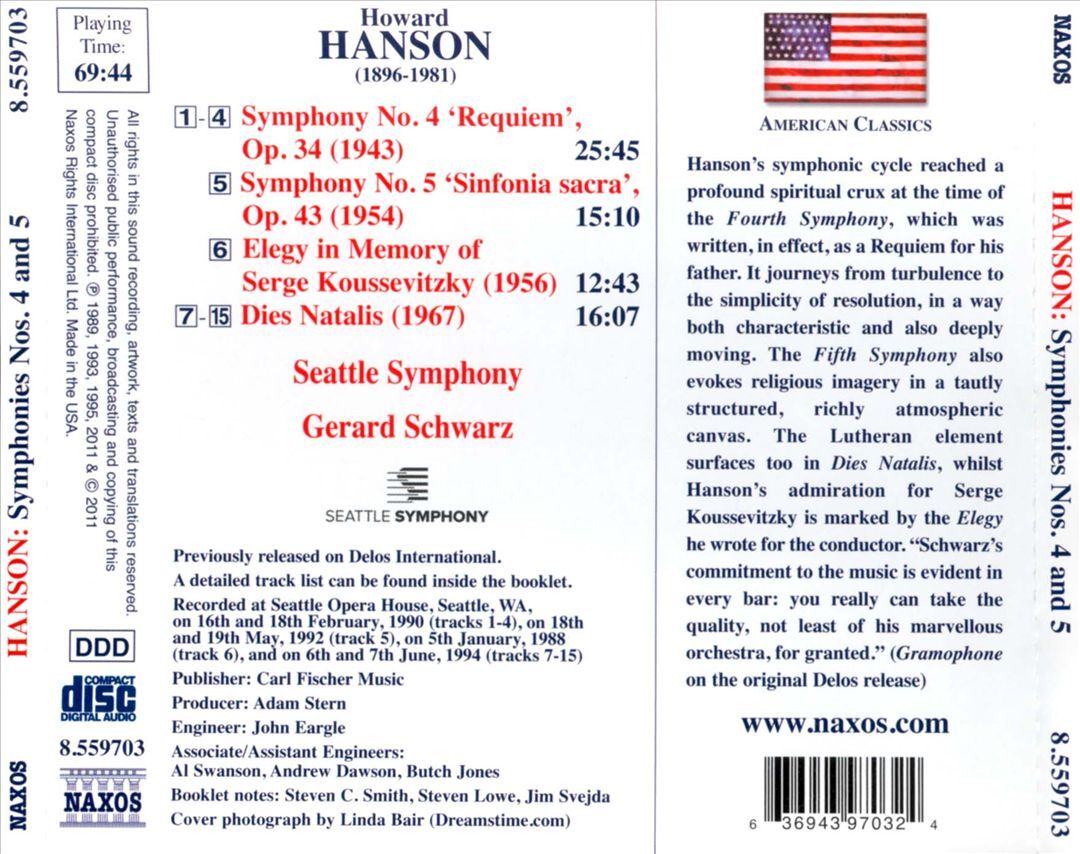 SEATTLE SYMPHONY ORCHESTRA/GERARD SCHWARZ HOWARD HANSON: SYMPHONIES NOS. 4 'REQU 636943970324 | eBay