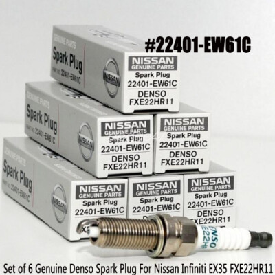 Set of 6 Genuine Denso Spark Plug 22401-EW61C For Nissan Infiniti EX35 ...
