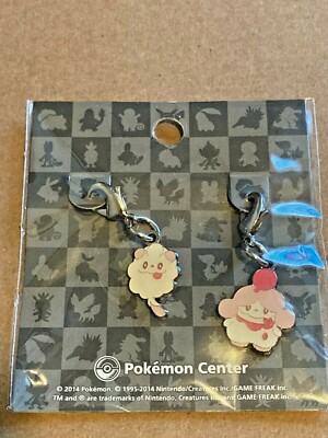 Pokemon Center Swirlix & Slurpuff Metal Keychain Charm Clip New Sealed ...