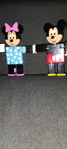 DISNEY MICKEY &MINNIE POSEABLE BLOCK FIGURE ELASTIC BAND POSITION POSES ...
