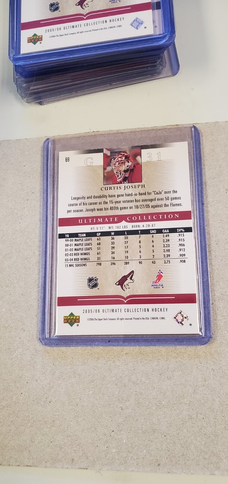 2005-06 CURTIS JOSEPH UPPER DECK ULTIMATE COLLECTION CARD 573/599 ...