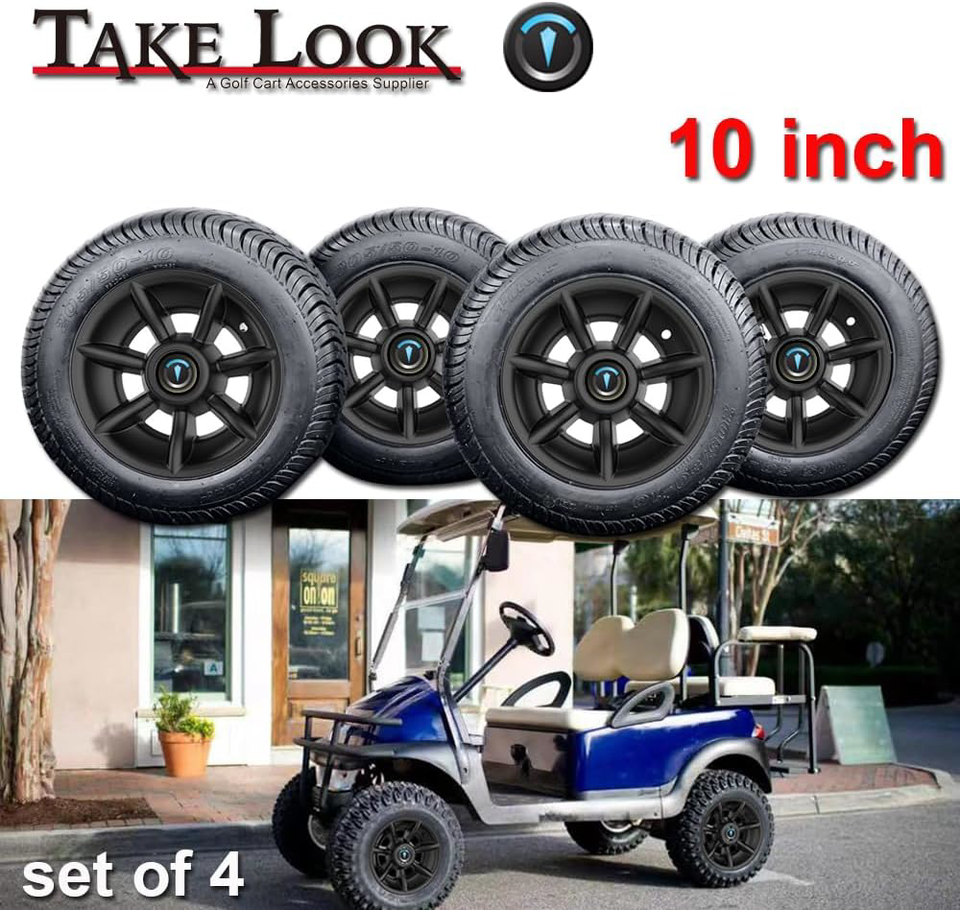10 inch Golf Cart Wheel Covers,Improved 7 Spoke Chromed Hub Caps for ...