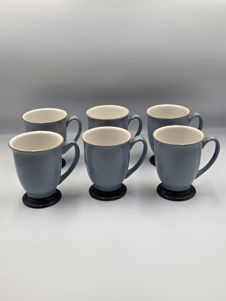 Denny Blue Jetty Footed Mugs x 6 | eBay UK