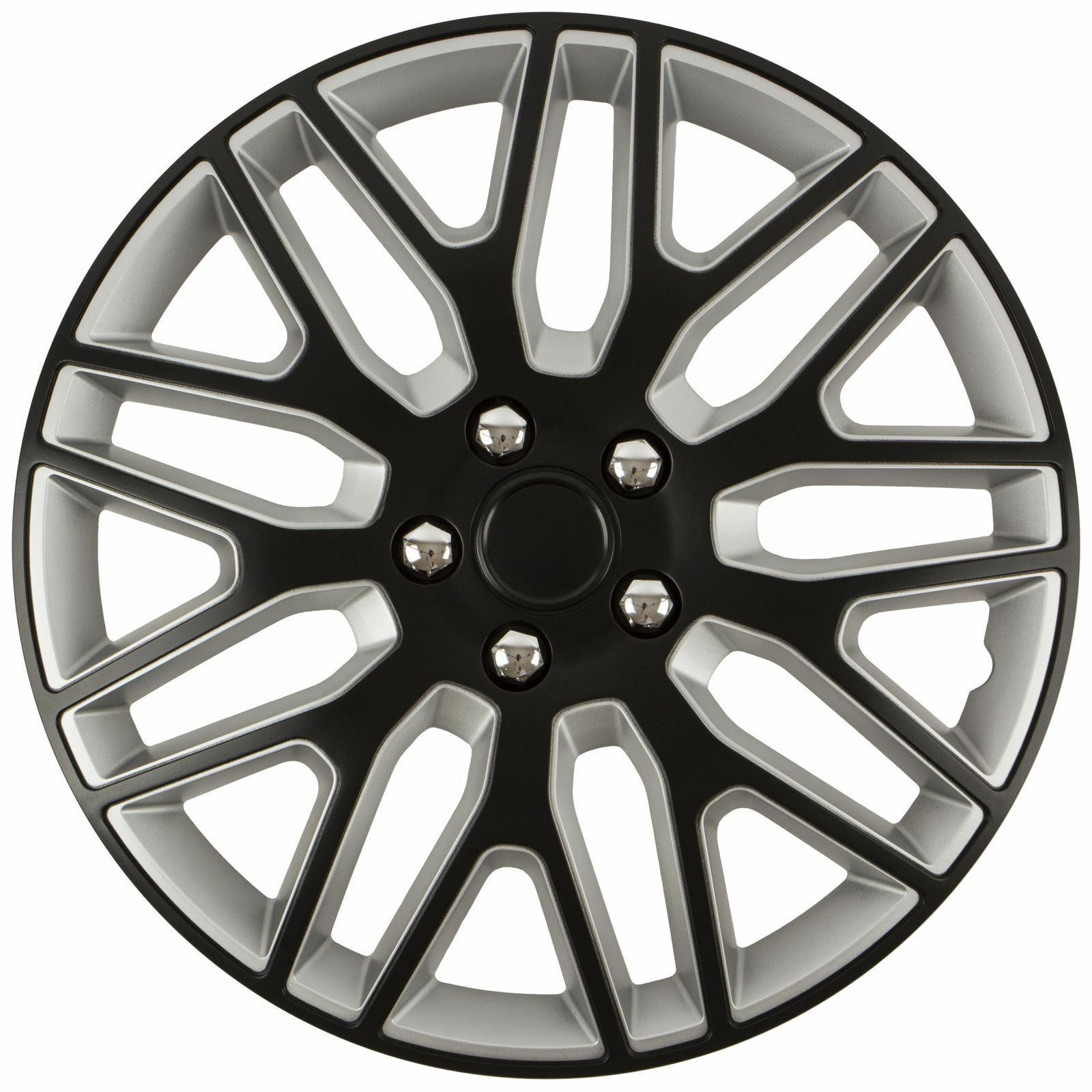 15" Wheel Trims Covers Black-Silver Hub Caps 15 Inch Dakar NC 4-Pcs Set ...