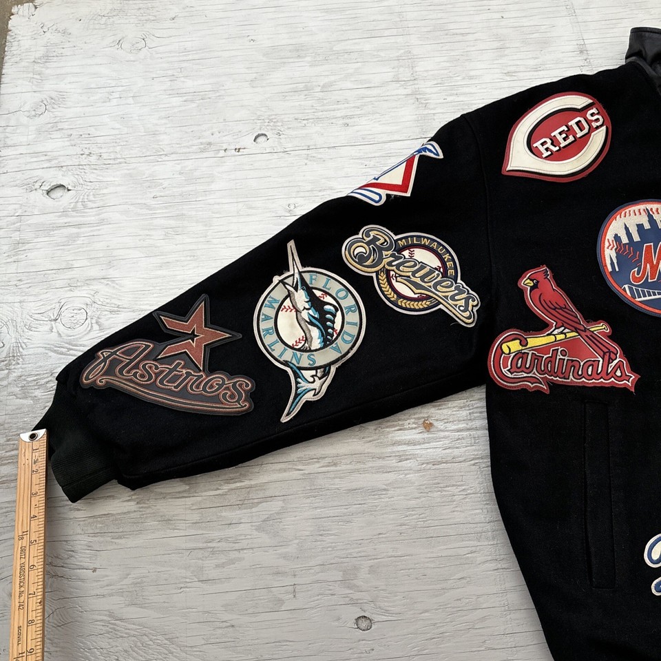 Vintage 90s JH Design MLB Patch Wool Blend Reversible Baseball Jacket ...