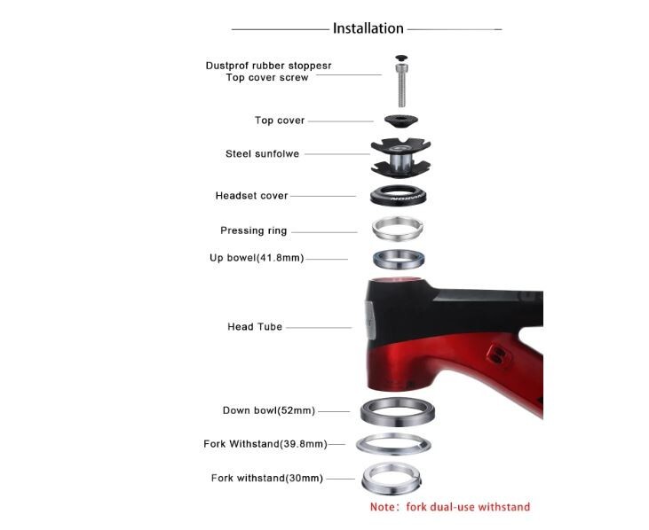 Black Integrated Tapered Headset IS42/28.6 IS52/40 FITS FSA No.42 C-40 ...