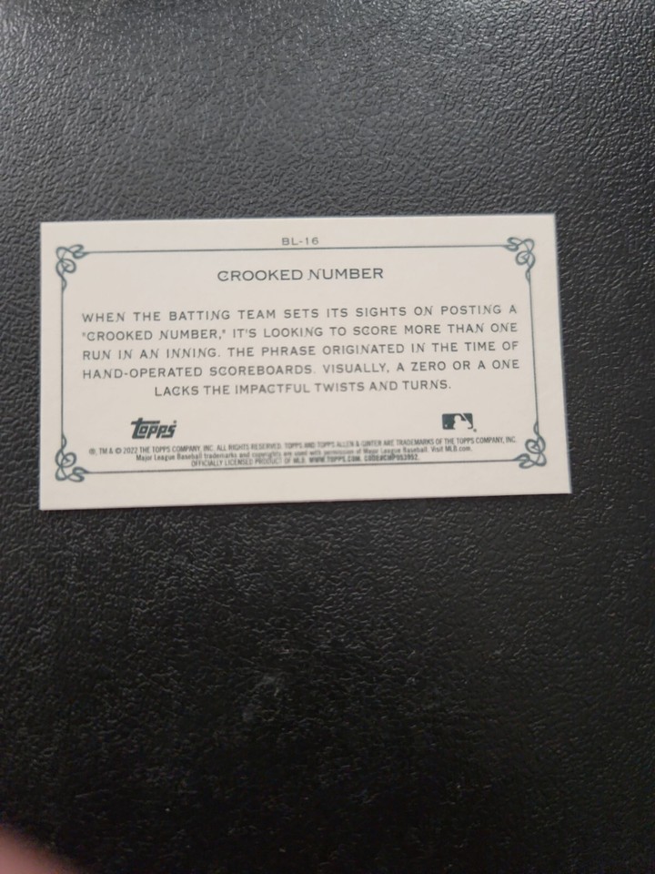 2022 Allen and Ginter Mini Baseball Lexicon #BL-16 Crooked Number - N/A ...