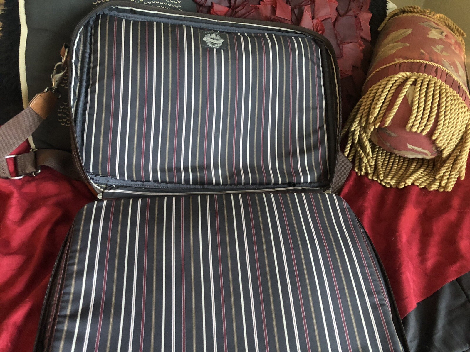 Cutter & Buck Legacy Collection Leather Canvas Brown Messenger Bag ...