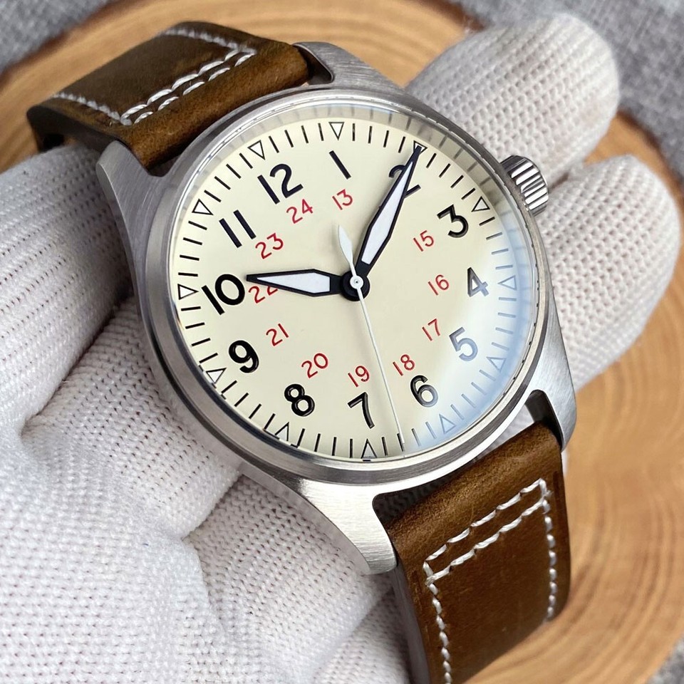 Beige Dial 39mm NH35 Automatic 20ATM Diving Men Watch Pilot Sapphire ...