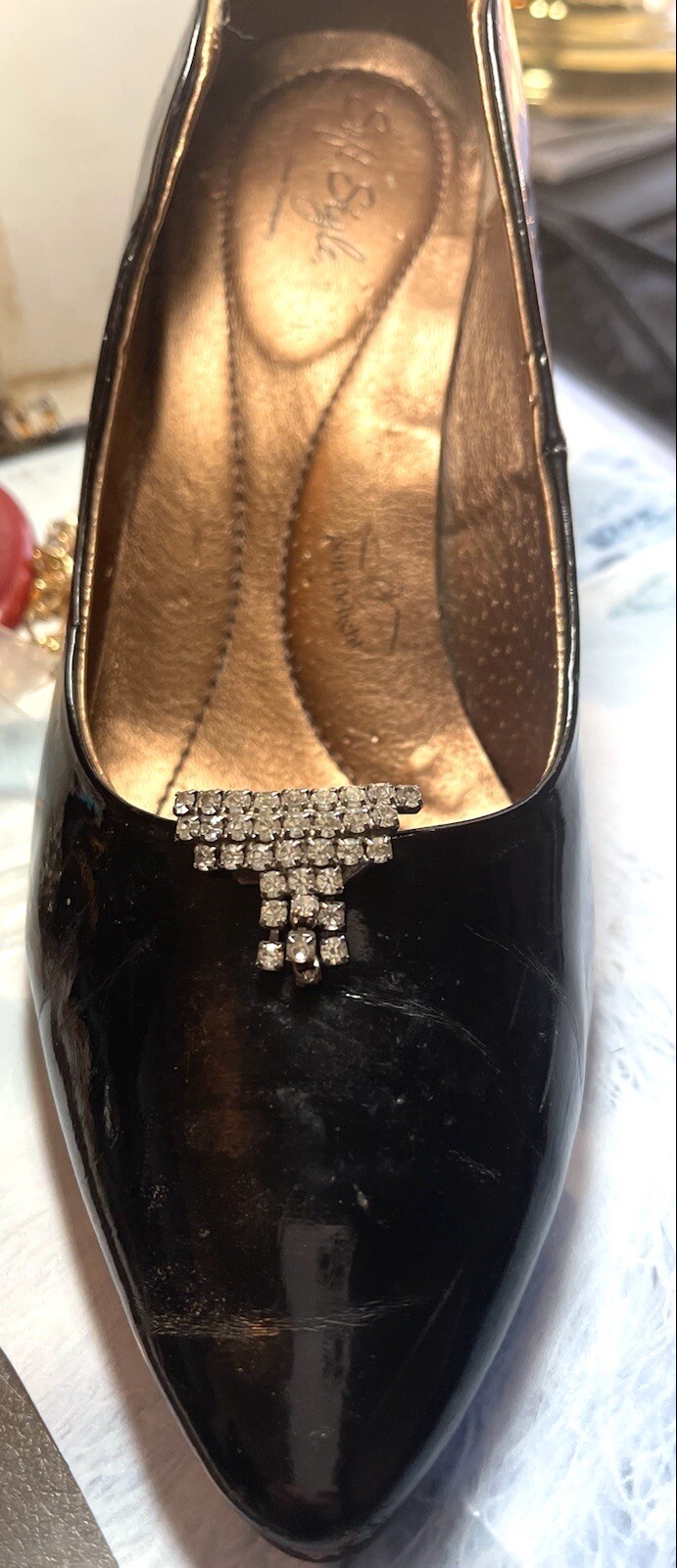 Vintage Clear Rhinestone Shoe Clips signed by Musi, U… - Gem