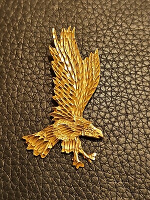 14k Gold Eagle Pendant Diamond Cut Stamp Worn Acid Tested 6.15 Grams 2 ...