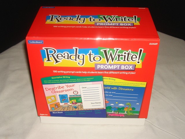 Lakeshore Ready to Write Prompt Box Ages 6 100 Prompt Cards Wooden ...