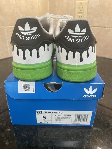 Adidas Stan Smith J Paint Drip Shoes Youth Sz 5 White Green Sneakers ...