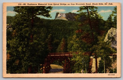 Postcard VTG Mt Rushmore Spiral Bridge Iron Mt Road Black Hill S.D ...