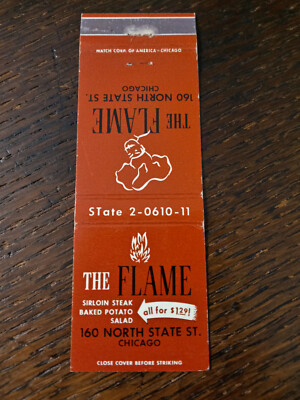 Vintage Matchbook: The Flame Restaurant, Chicago, IL | eBay