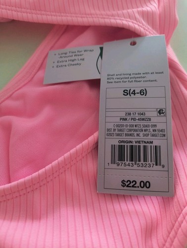 Women's Pink Wild Fable Extra High Leg Extra Cheeky One-Piece Swimsuit ...