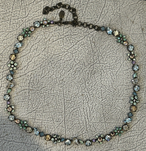Sorrelli Necklace Crystal Adjustable 16"-20" Brass Pastels Flowers Hand ...