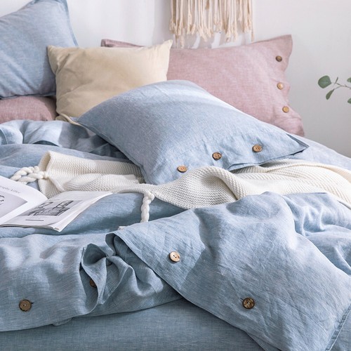 pure flax bedding set 4pcs 100% linen duvet cover bed sheet 2 ...