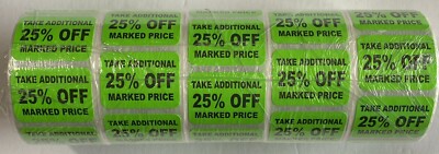 Mark Down Percent Off Sticker Adhesive 25% OFF Labels - 500 Lbls/Roll ...