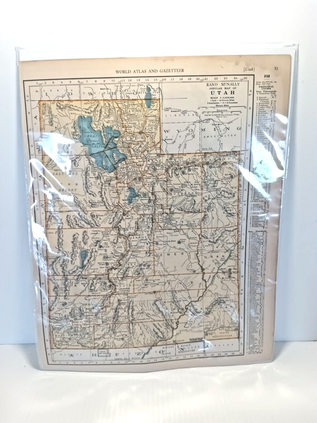 1957 Antique UTAH Atlas Map, World Atlas & Gazetteer. | eBay