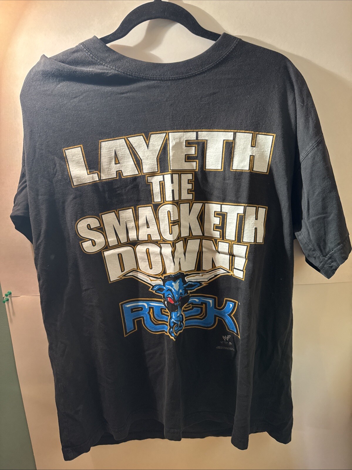 Vintage WWF WWE The Rock Layeth The Smacketh Down T S… - Gem