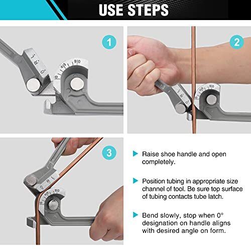 Tubing Bender Brake Line Bender for 1/4" 5/16" 3/8" Copper Brass ...