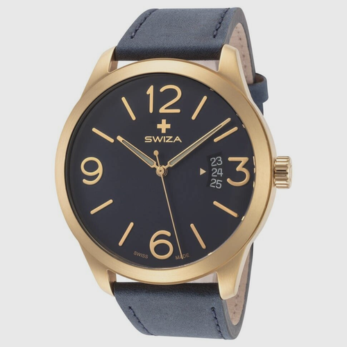 SWIZA Magnus Watch 0871.1301 Violet Dial Blue Leather Strap 48mm Swiss ...