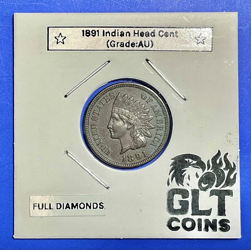 AU 1891 Indian Head Cent Full Liberty & Diamonds Better Grade Coin | eBay