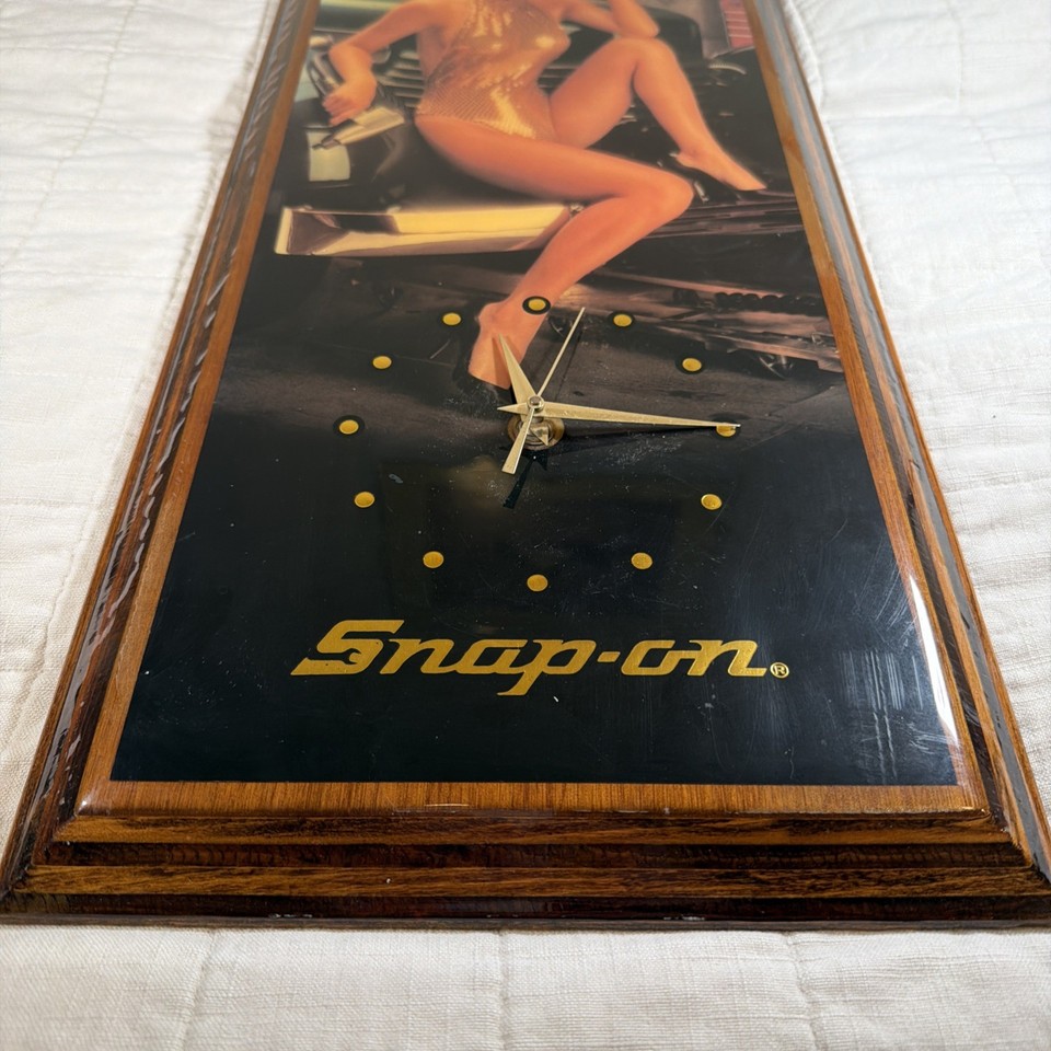 Vintage Snap-On Pinup Girl Clock 23x11 Wall Clock Garage Shop Man Cave ...