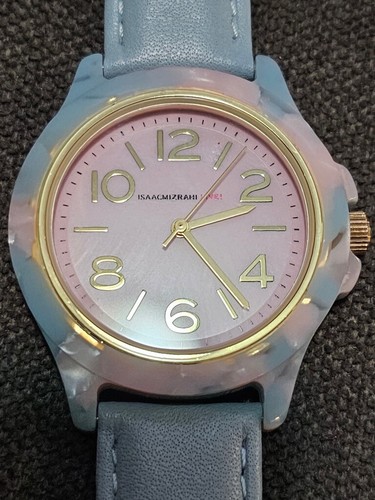 Isaac Mizrahi Live blue leather Strap Lace pink Dial Watch. women | eBay