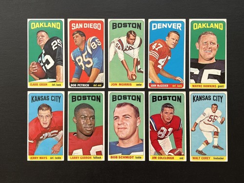 1965 Topps Football, Vintage LOT of 10 diff, 59-year old, “Tall Boy ...